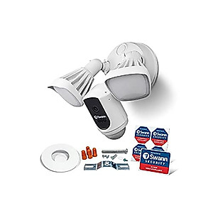 Swann Wi-Fi 1080p Waterproof Motion Activated FloodLight Camera with Night Vision, Heat Sensing, 2-Way Talk, Dimmable 2400 Lumens, Wide 125 Degree Viewing, Free Cloud & Local Recording