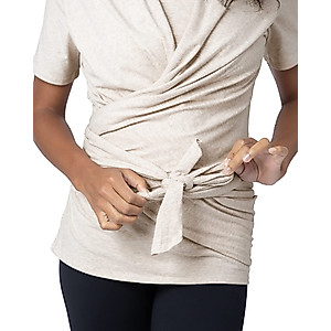Kindred Bravely Organic Cotton Skin to Skin Wrap Top | Kangaroo Shirt for Mom and Baby (Oatmeal Heather, Medium)