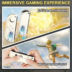 TOPAD Joypads for Nintendo Switch, L/R Wireless Joypad Controller Work with Nintendo Switch/LITE,W/Motion Control/Double Vibration Support Wake-up,No NFC function(Zelda Tears of the Kingdom White)