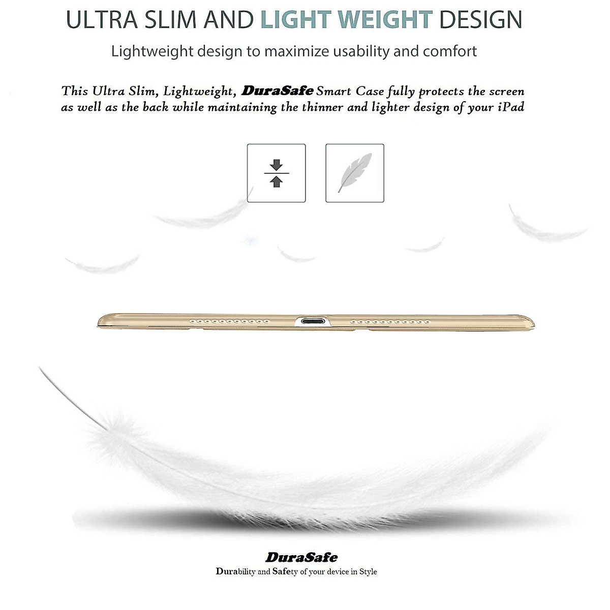 DuraSafe Cases for iPad 7th 8th 9th Gen 2019/2020 / 2021-10.2 Inch [ iPad 9 8 7 ] MW762LL/A MW742LL/A MYLC2LL/A MYL92LL/A MYLA2LL/A MK2K3LL/A Ultra Slim Auto Sleep/Wake PC Cover - Gold