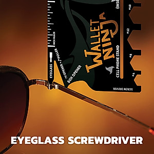 Wallet Ninja Multitool Card – 18 in 1 Credit Card Multi-Tool (Bottle Opener, Can Opener, Screwdrivers, Phone Stand & More) – Black