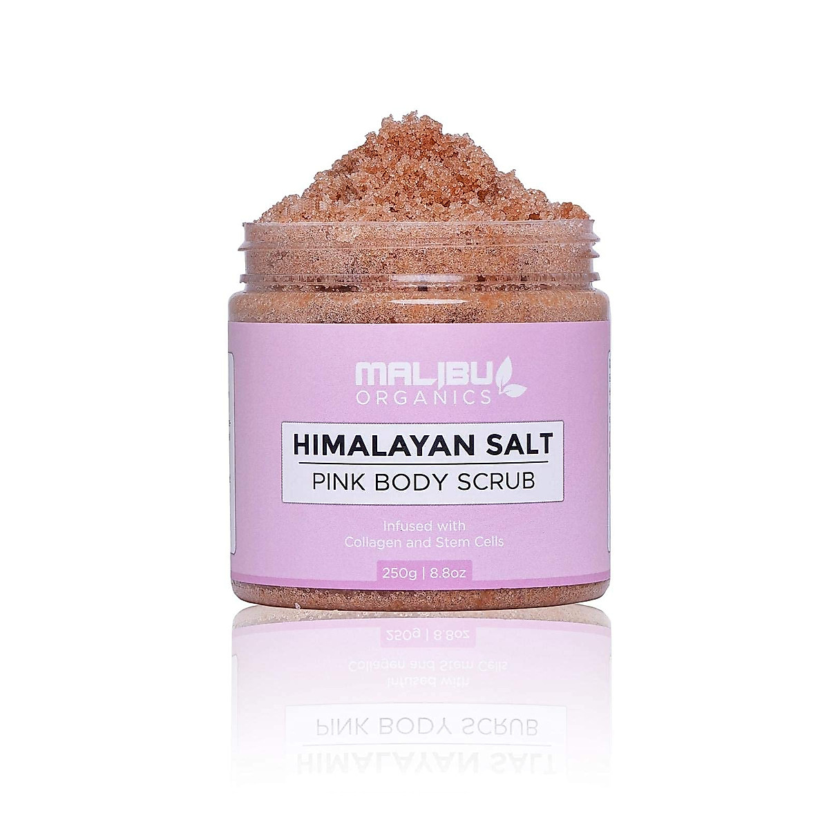 Malibu Organics Himalayan Scrub – All-Natural Body Exfoliant with Collagen and Stem Cells - Organic Body Scrub to Exfoliate and Moisturize Skin – Deep Cleansing Himalayan Pink Salt Scrub – 8.8oz
