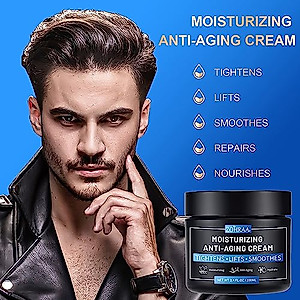 Men's Face Moisturizer Cream,Anti-Aging Cream For Men with Retinol, Hyaluronic Acid, Vitamins E, Jojoba Oil, Green Tea - Age Facial Skin Care - Day & Night Moisturizing Anti Wrinkle, 3.4 OZ