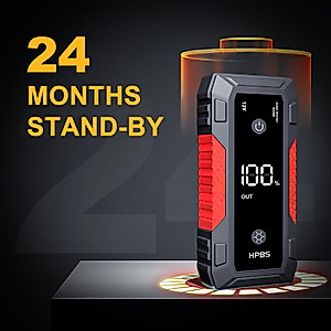 HPBS Jump Starter - 4000A Jump Starter Battery Pack for Up to 10.0L Gas and 8.0L Diesel Engines, 12V Portable Car Battery Jump Starter Box with 3.0" LCD Display (Red)