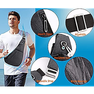 CAISANG Sling Backpack Bag Slim Crossbody Chest Shoulder Bag Men Personal Pocket Bag One Strap Daypack for Hiking Walking