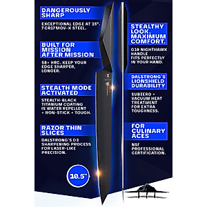 Dalstrong Yanagiba Knife - 10.5 inch Sushi Knife - Shadow Black Series - Black Titanium Nitride Coated Asian - High Carbon 7CR17MOV-X Vacuum Treated Steel - Kitchen Knife - Sheath - NSF Certified