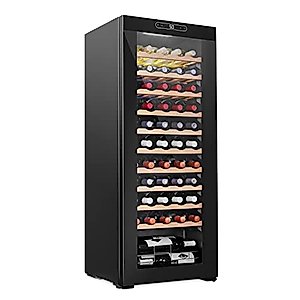Schmecke 55 Bottle Compressor Wine Cooler Refrigerator | Large Freestanding Wine Cellar | 41f-64f Digital Temperature Control Wine Fridge For Red, White, Champagne or Sparkling Wine - Black