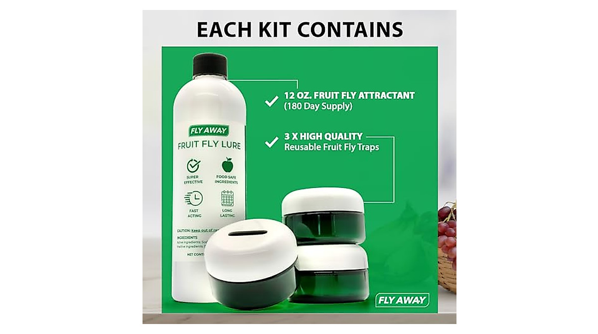 Fly Away Fruit Fly Trap Kit: Fast, Stylish, 90+ Day Control