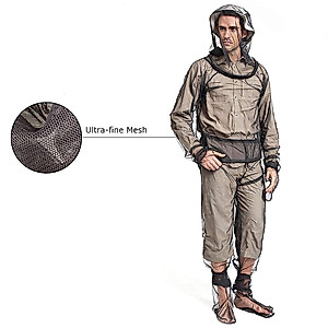 Sofiey 4 Pieces Mosquito Net Suit– Jacket Hood & Pants& Mitts & Socks Sets Light-Weight& Breathable Mesh Clothing for Men & Women, Ideal for Fishing, Hiking, Camping, Farming and Gardening (L/XL)