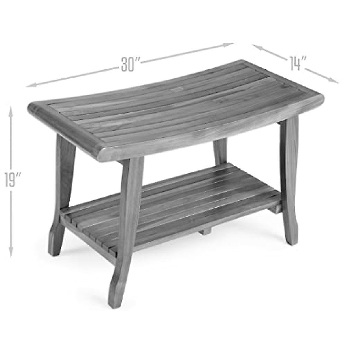 ALATEAK Indoor Outdoor Patio Garden Yard Bath Shower Spa Waterproof Stool Bench 30"