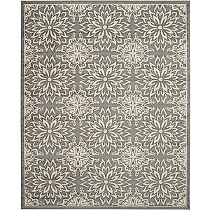Nourison Jubilant Floral Ivory/Grey 7'10" x 9'10" Area Rug, Easy -Cleaning, Non Shedding, Bed Room, Living Room, Dining Room, Kitchen (8x10)