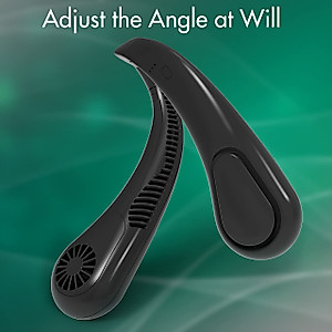 Bladeless Neck Fan, 5000mAh Rechargeable Battery Powered, 3 Speeds, Angle Adjustable, Hand-free Portable Neck Fan for Both Outdoor & Indoor Use, UL Certified, Black