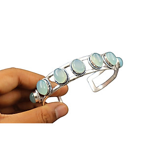 Aqua Chalcedony bangle, cuff bangle, 925 sterling silver bangle, Wedding Jewelry, Many Stone Jewelry, Attractive Bangle, Gift For Her/Him, Charm Bangle, Tennis Bracelet, boho style, Unique Jewelry