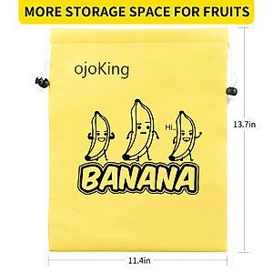 ojoking Yellow Banana Storage Bag keeps fresh for a long time, reusable fruit storage bag,keep bananas fresh,banana saver，banana bags to prevent ripening，(SET OF 2)