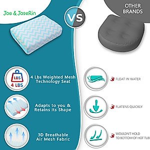 Joe & JoseRin Hot Tub Booster Seat, 3D Air Mesh Bathtub Seat Cushion with 6 Weighted Sections, Adults Submersible Spa Pillow, Washable and Quick Dry Bath Accessories for Indoor & Outdoor Hottub