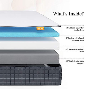 Sweetnight Queen Mattress, Breeze 12 Inch Queen Size Mattress, Medium Firm Ventilated Memory Foam Mattresses for Deep Sleep, Supportive & Pressure Relief with CertiPUR-US Certified