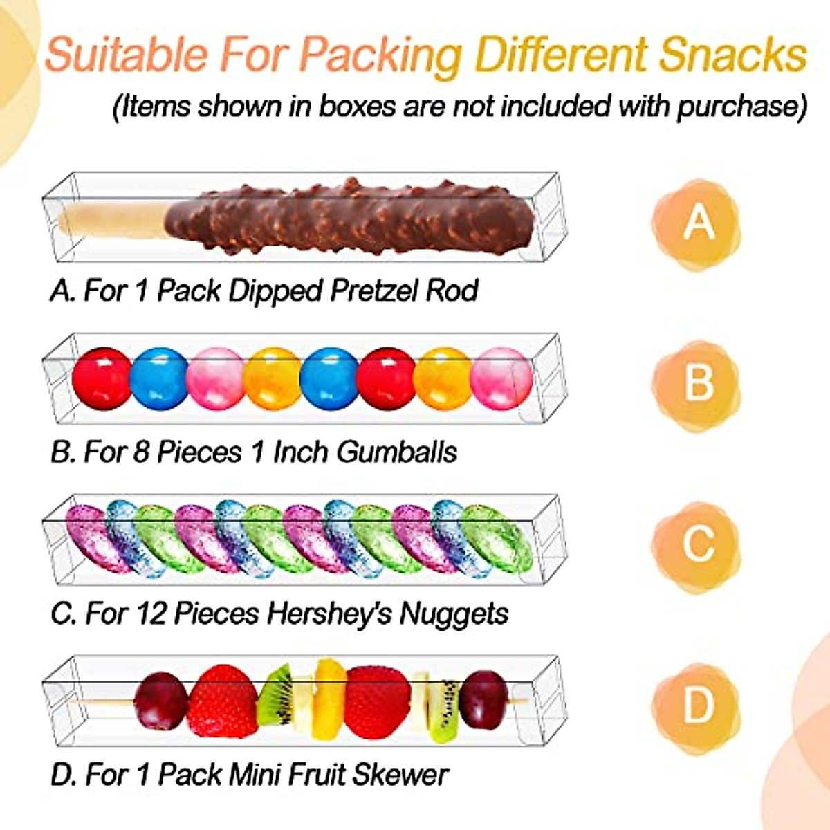 Pretzels Rods Boxes Clear Gift Boxes Lid Packaging Boxes Plastic Favor Boxes Chocolate Covered Pretzels Gumballs Boxes 1 x 1 x 8 Inch for Wedding Baby Shower Christmas Party Cookie Treats (40 Pieces)
