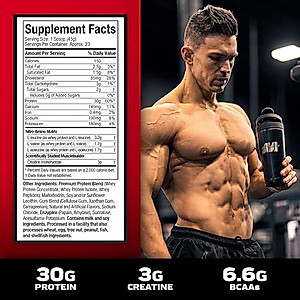 Muscletech Whey Protein Powder (Vanilla Cream, 2.2 Pound) - Nitro-Tech Muscle Building Formula with Whey Protein Isolate & Peptides - 30g of Protein, 3g of Creatine & 6.6g of BCAA