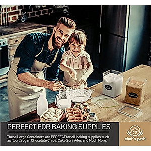 Chef's Path Bundle of Extra Large and Variety Airtight Food Storage Containers - Pack of 28 BPA Free Kitchen Canisters for Cereal, Rice, Flour, Bulk Food Storage - Free Labels, Marker and Spoons