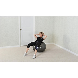 Black Mountain Products Profesional Grade Exercise Stability Yoga Ball, Foot Pump, Ball Plug, Plug Puller, 2000 Lbs Static Weight Capacity Antiburst 85cm Black