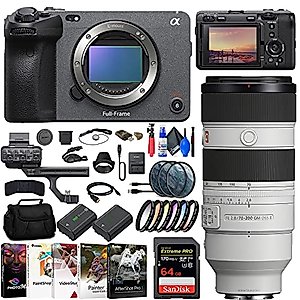 Sony FX3 Full-Frame Cinema Camera (ILME-FX3) FE 70-200mm Lens + 64GB Memory Card + Filter Kit + Color Filter Kit + Lens Hood + Bag + NP-FZ100 Compatible Battery + Card Reader + More