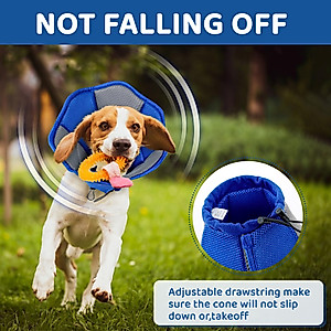 SUNFURA Soft Dog Cone, Dog Cones for Large Dogs, Cone for Dogs to Stop Licking After Surgery, Adjustable Dog Cone Alternative Dog Recovery Collar for Wound Healing, Blue L