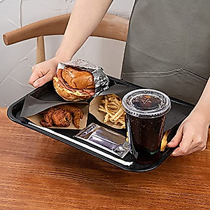 Restaurantware 12 x 16 Inch Fast Food Trays 10 Rectangle Plastic Serving Trays - Dishwashable Textured Black Plastic Cafeteria Trays For Meals And Glassware