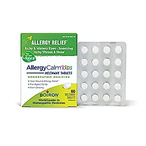 Boiron AllergyCalm Kids Tablets for Relief from Allergy and Hay Fever Symptoms of Sneezing, Runny Nose, and Itchy Eyes or Throat - 60 Count