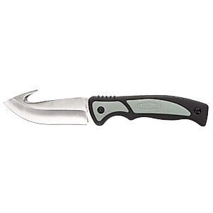 Old Timer Trail Boss 9in Fixed Blade Gut Hook Knife with High Carbon Stainless Steel Blade, TPE Grip Handle, and Custom Molded Sheath for Hunting, Field Dressing, Skinning, Gutting, and Outdoors
