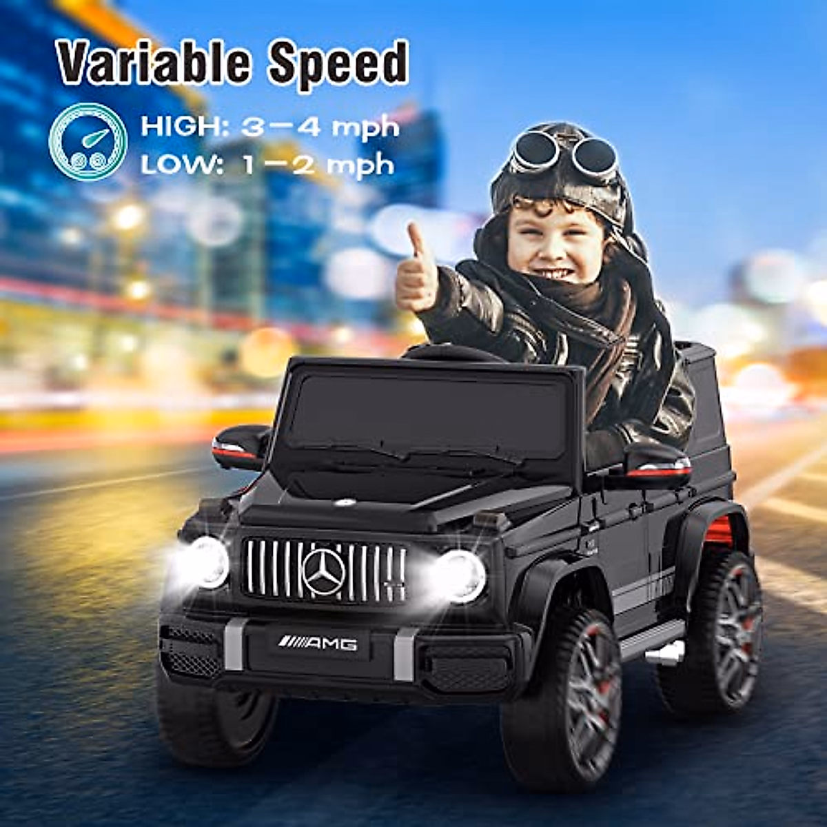 ANPABO 24V 4WD Licensed Mercedes-Benz G63 Ride on Car w/Parent Remote Control, 4WD/2WD Switchable, Real-Time Battery Level, LED Headlight & Music Player, Ideal Electric Car for Kids, Black
