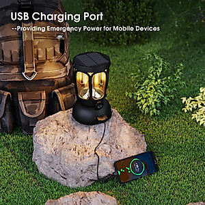 Mesqool Lanterns for Power Outages 650LM, LED Lantern Flashlight Battery Powered Rechargeable 6000 Solar Crank, Camping Essentials with USB C Cable