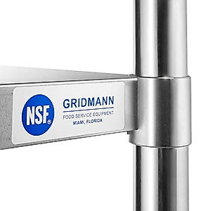 GRIDMANN Stainless Steel Work Table 60 x 24 Inches, NSF Commercial Kitchen Prep Table with Under Shelf for Restaurant and Home