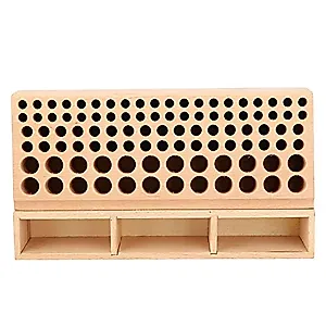 100 Holes Wooden Storage Rack Leather Craft Punching Tool Holder Stand Organizer for Paint Brush Punching Tools Storage(100 Holes)
