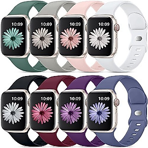 DaQin 8 Pack Bands Compatible with Apple Watch Band 40mm 38mm 41mm 42mm 44mm 45mm 49mm for Women Men, Soft Silicone Breathable Replacement Strap for Apple Watch SE iWatch Series 8 7 6 5 4 3 2 1 Ultra
