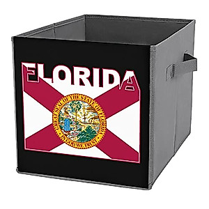 Florida State Flag Large Cubes Storage Bins Collapsible Canvas Storage Box Closet Organizers for Shelves