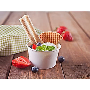 Axe Sickle 100 Pcs 8 Ounce Paper Ice Cream Cups Disposable Dessert Bowls for Hot or Cold Food, Sundae, Frozen Yogurt, Soup, White