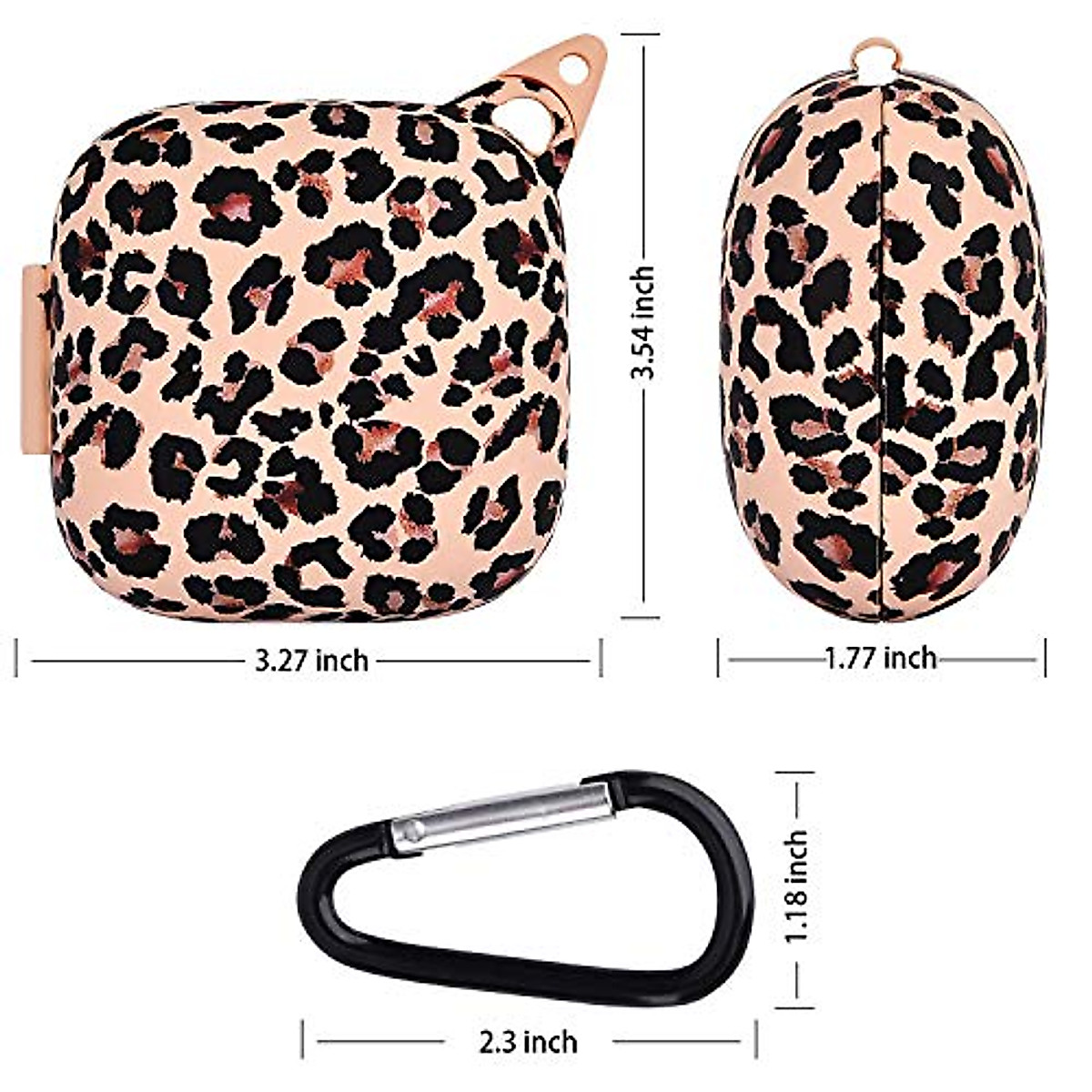 AIRSPO Silicone Case Cover for Powerbeats Pro Anti-Lost & Shockproof Easy Carrying Protective Case with Keychain (Leopard Print)