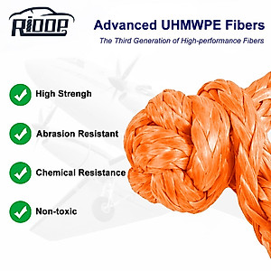 RIOOP 2 Pcs Soft Shackle 1/2 Inch X 24 Inch Synthetic Soft Shackle Recovery Kit 55000lbs Breaking Strength Off Road Towing Shackles for ATV, SUV, Trucks,4x4(Orange)