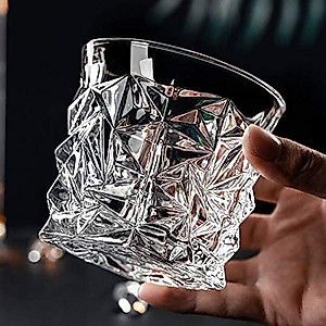 MJZQCD Whiskey Glasses Set of 2, 9 OZ 260ml Old Fashioned Glasses,Bar Glasses, For Scotch Cocktail Rum Cognac Vodka Liquor.Bourbon Glasses, Parties, Bars, Gifts, Restaurants and Home …