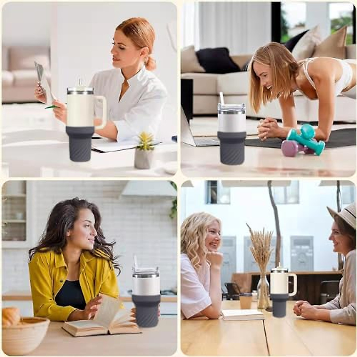 Silicone Boot for Stanley Cup 40 oz Quencher,Cup Bottom Protector Sleeve,Water Cup Accessories for Stanley Quencher H2.0 FlowState Tumbler 40oz/Stanley Adventure Quencher Tumbler (40OZ, Gray)