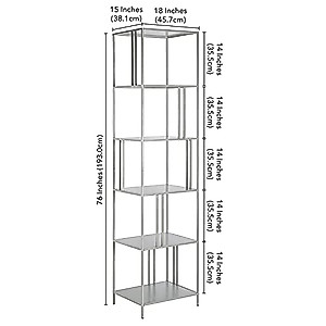 Henn&Hart 18" Wide Rectangular Bookcase in Silver, for Home Office, Living Room