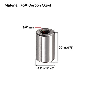 uxcell M6 Internal Thread Dowel Pin 6pcs 12x20mm Chamfering Flat Carbon Steel Cylindrical Pin Bed Bookshelf Metal Devices Industrial Pins