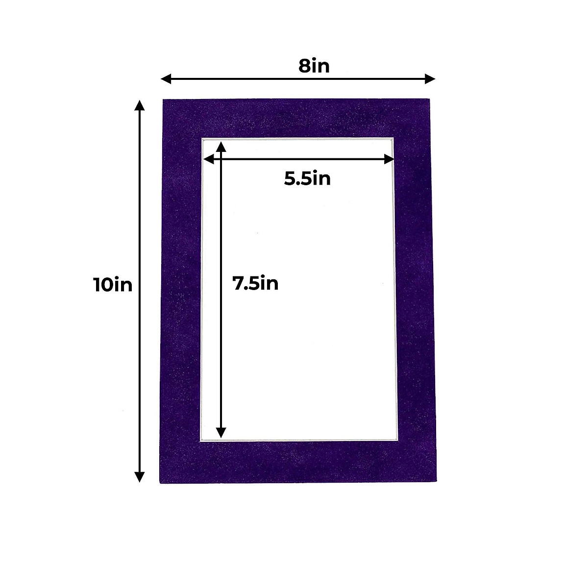Poster Palooza 8x10 Matboard Precut Purple Crocus Suede for 6x8 Photo - for Frames Measuring 8 x 10 Inches - Bevel Cut Matte to Display Art Measuring 6 x 8 Inches - Acid Free ONE MAT