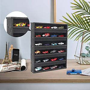 KISLANE Assemblable Kids Display Case Compatible with Toy Cars, Display Case Fit for Toy Cars Case & Matchbox Cars, Wall-Mounted Storage Organizer Case (Black)