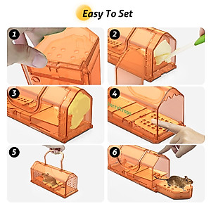 Humane Mouse Trap No Kill,Catch and Release Indoor/Outdoor Mouse Traps for Mice,Easy to Set,Mouse Catcher Quick Effective Reusable and Suitable for Families Yellow(2PCS)