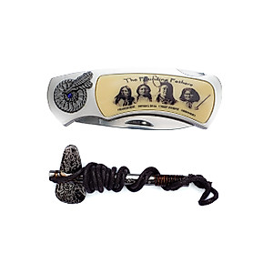 TRENDY ZONE 21 Founding Fathers Folding Pocket Knife with Embossed Dream Catcher I Tomahawk Pendant on a Leather-Thread I Packed Inside an Artistic Box |Closed Knife Length- 4" | Open Knife Length– 7”