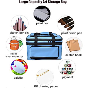 Art Supplies Organizer Bag Art Craft Tool Storage Tote Bag Art Supplies Carrying Bag Case Artist Travel Carrier Bag Waterproof Paint Box Case Foldable For Drawing Sketch Painting Large Capacity