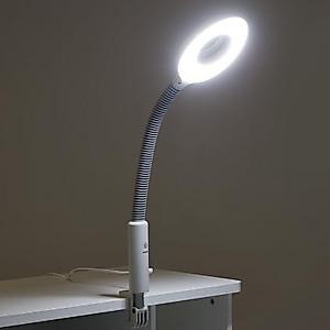 Fitnessclub 2 in1 Facial Steamer 5x LED Magnifying Lamp Hot Ozone Beauty Salon Face Equipment for Moisturizing, White