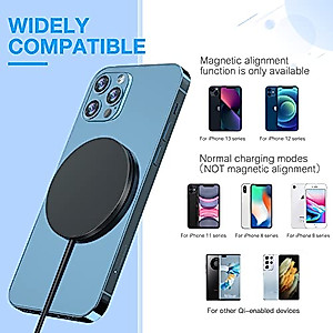 YKZ Magnetic Wireless Charger, Thinner & Lighter Wireless Charging Pad, 15W Fast Mag Charger for iPhone 13/13 Pro/13 Pro Max/13 mini/12/12 Pro/12 Pro Max /12 Mini AirPods Pro (No AC Adapter)