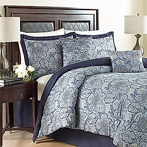 Waverly Paddock Modern Farmhouse 6-Piece Comforter Set, King, Porcelain